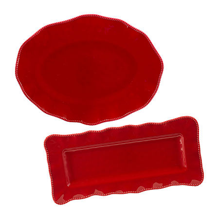 Certified International Perlette Red 2-Pc. Platter Set - Micscellaneous