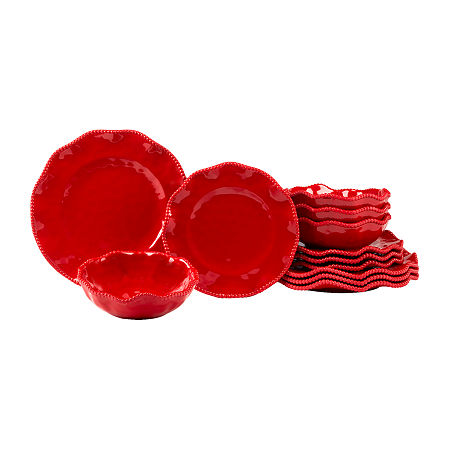 Certified International Perlette Red Melamine 12 Pc. Dinnerware Set  Service for 4 - Micscellaneous
