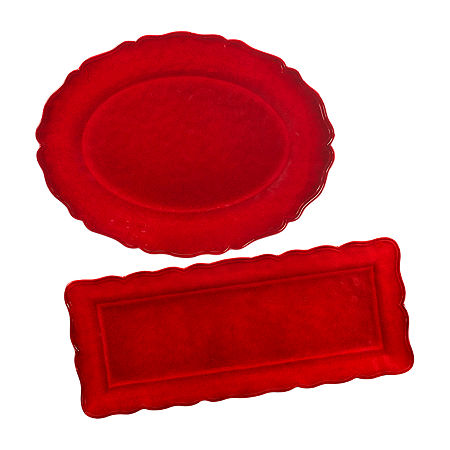 Certified International Red Crackle 2-Pc. Melamine Platter Set - Micscellaneous