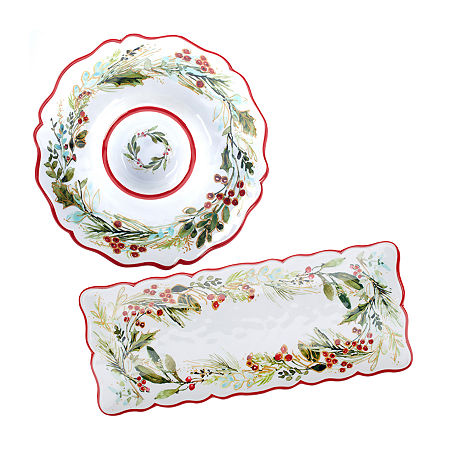 Certified International Christmas Gatherings 2-Pc. Melamine Appetizer Set - Micscellaneous