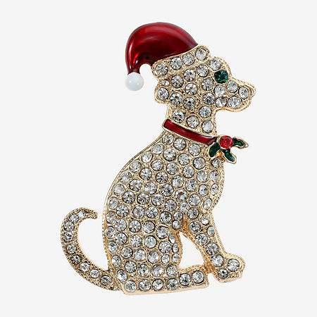 Click here for Monet Jewelry Gold Tone Santa Dog Glass Pin  One S... prices