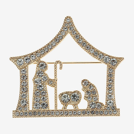 Click here for Monet Jewelry Gold Tone Nativity Scene Glass Pin... prices