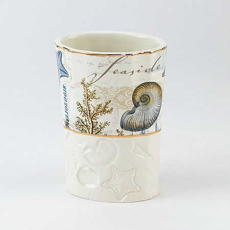 Avanti Antigua Starfish & Seashells Ceramic Tumbler - Ivory