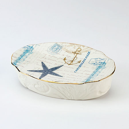 Avanti Antigua Starfish & Seashells Ceramic Soap Dish - Ivory