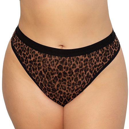 Click here for Curvy Couture Sheer Mesh High Cut Thong-1312  X-la... prices