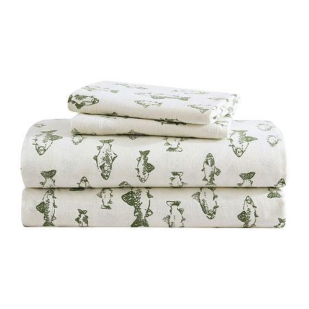 Eddie Bauer Printed Cotton Flannel 4-Pc. Sheet Set  Full - School Of Fish