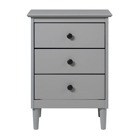Click here for 3-Drawer Solid Wood Nightstand  One Size  Gray prices