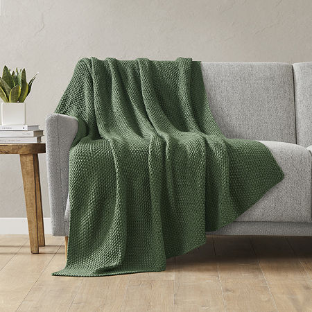 Ink+Ivy Bree Knit Throw  50 x 60 - Green
