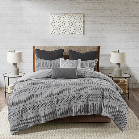 Ink+Ivy Rhea Jacquard 3-Pc. Duvet Cover Set  Full/Queen - Charcoal
