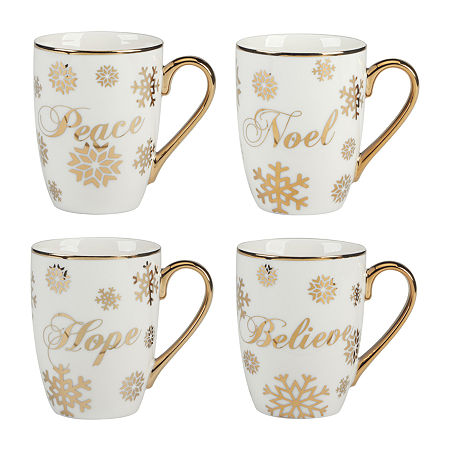 Certified International Christmas Glitter Gold Mugs  Set of 4 - Multi