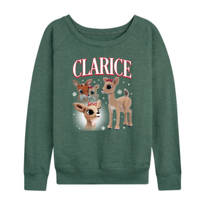 Clarice Womens Boat Neck Long Sleeve Regular Fit Rudolph Graphic T ...