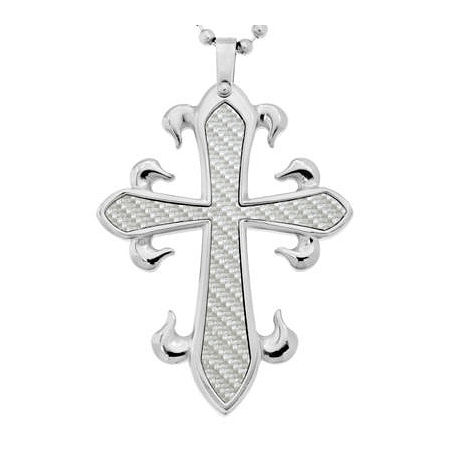 Click here for Mens Cross Pendant Necklace Stainless Steel  One S... prices