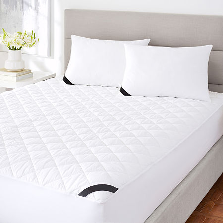 J Queen New York Regal Waterproof Allergen Barrier 233 Thread Count Cotton Top Mattress Pad  Full - White
