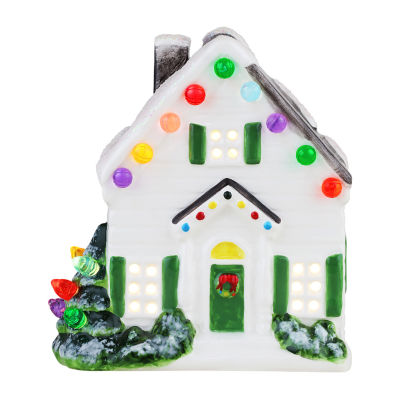Lighted Ceramic Christmas Village House Tabletop Decor, Color: White ...