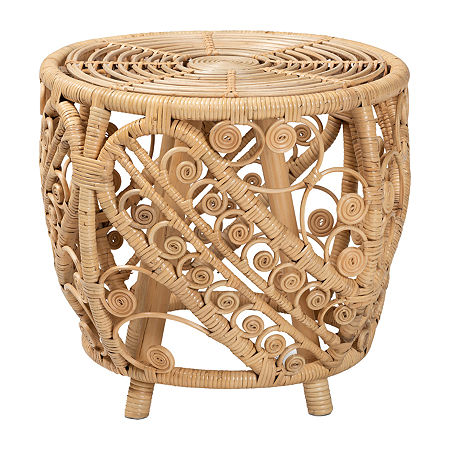 bali & pari 20.5 Finished Rattan Saranna Modern Bohemian End Table - Natural brown