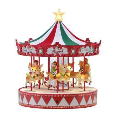 Vintage Carousel Animated Christmas Tabletop Decor, Color: Green - JCPenney