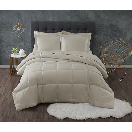 Truly Calm Antimicrobial Down Alternative 3-Pc. Comforter Set  Full/Queen - Beige/khak