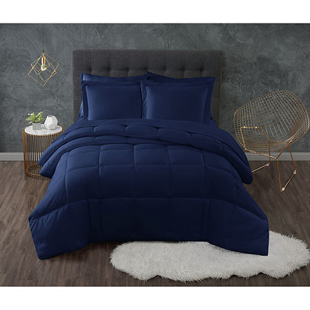 Truly Calm Antimicrobial Down Alternative 3-Pc. Comforter Set  Full/Queen - Navy