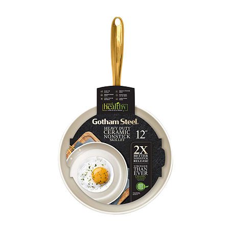 Natural Collection 12 inch Ceramic Coating Fry Pan - Cream