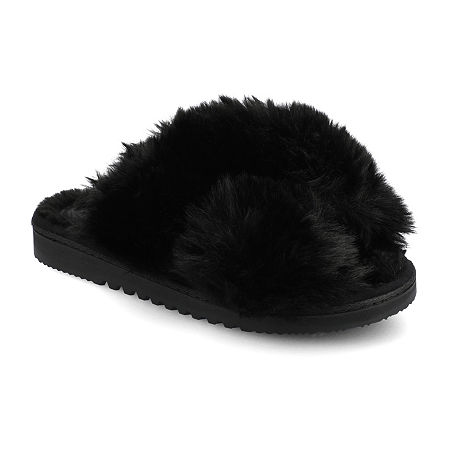 Journee Collection Womens Skylah Open Toe Slippers - Black