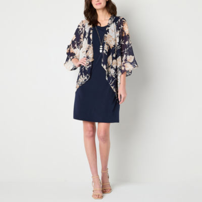 Studio 1 Womens Floral Faux-Jacket Dress With Removable Necklace, Color ...