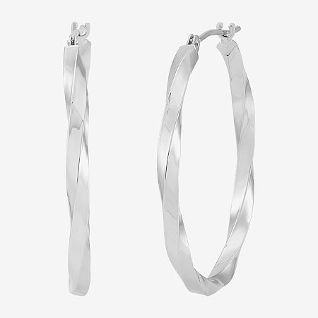 Click here for Womens 14K White Gold 30mm Round Hoop Earrings  On... prices