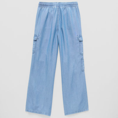 Thereabouts Little & Big Girls Wide Leg Cargo Pant, Color: Lt Wash ...