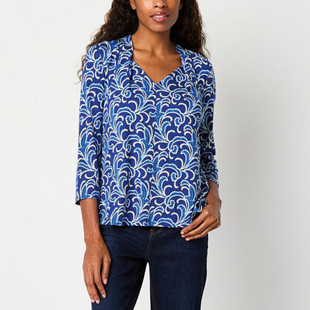 Click here for Liz Claiborne Womens V Neck 3/4 Sleeve Blouse  X-s... prices