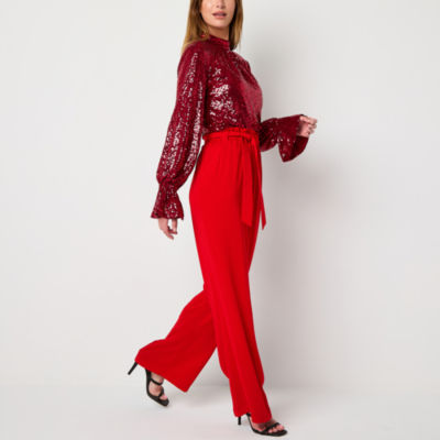 Bold Elements Womens High Rise Wide Leg Pull-On Pants, Color: Striking ...