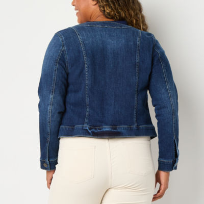 St. John's Bay Womens Denim Midweight Jacket, Color: Dk Indigo - JCPenney