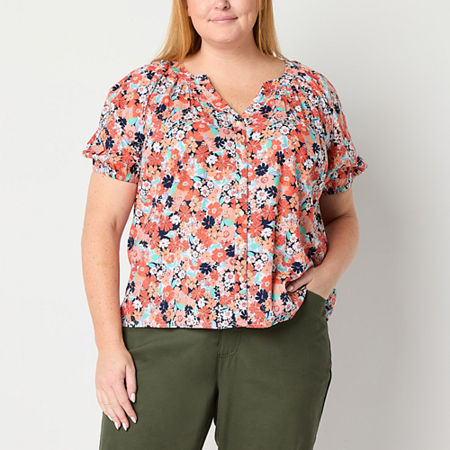 Click here for St. Johns Bay Womens Plus Split Crew Neck Short Sl... prices