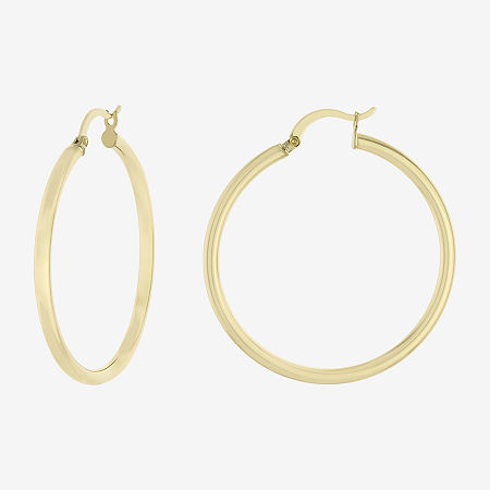 Click here for Silver Reflections 14K Gold Over Brass Hoop Earrin... prices