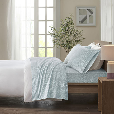 Madison Park Novelty Printed Cotton Flannel 4-Pc. Sheet Set  King - Aqua Dots