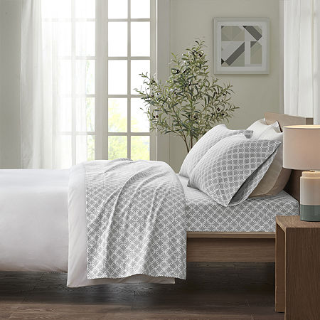Madison Park Novelty Printed Cotton Flannel 4-Pc. Sheet Set  Full - Grey Geo