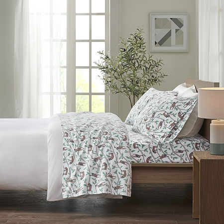 Madison Park Novelty Printed Cotton Flannel 4-Pc. Sheet Set  Full - Multi Sloth
