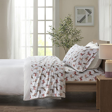 Madison Park Novelty Printed Cotton Flannel 4-Pc. Sheet Set  King - Reindeer