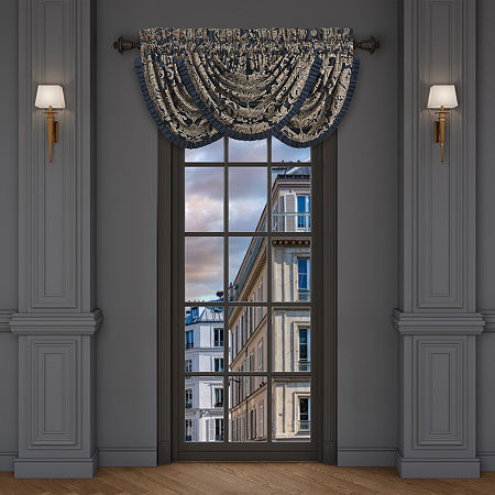 J Queen New York Monte Carlo Window Waterfall Valance - Navy