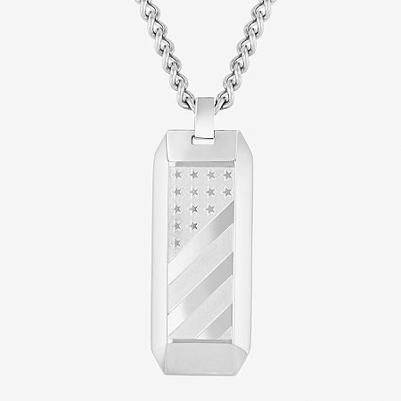Click here for Mens Stainless Steel Rectangular Pendant  One Size... prices