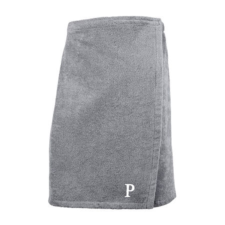 Linum Home 100 Turkish Cotton Terry Personalized Mens Bath Wrap - Grey P