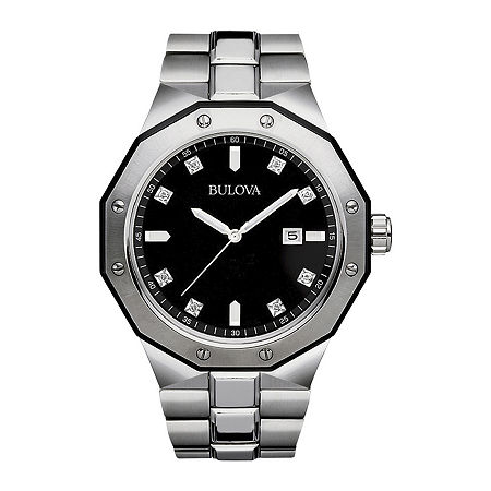 Click here for Bulova Diamond Mens Silver Tone Stainless Steel Br... prices