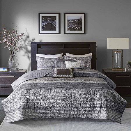 Madison Park Rhapsody 6-Pc. Quilt Set  King/California King - Grey