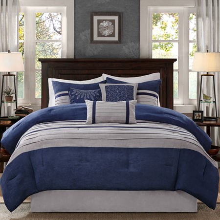 Madison Park Palmer Faux-Suede 7-Pc. Comforter Set  California King - Blue