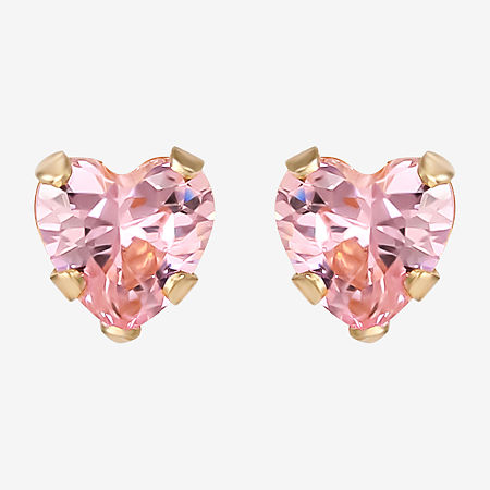 Click here for Girls Pink Cubic Zirconia Heart Earrings  One Size prices