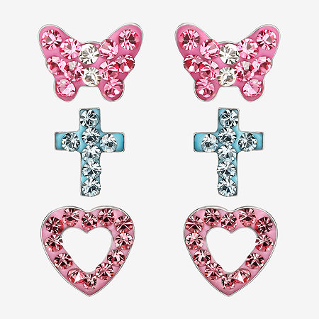 Click here for Girls Multi Color Crystal Sterling Silver Heart 3... prices