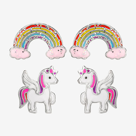 Click here for Girls Sterling Silver 2 Pair Earring Set  One Size prices