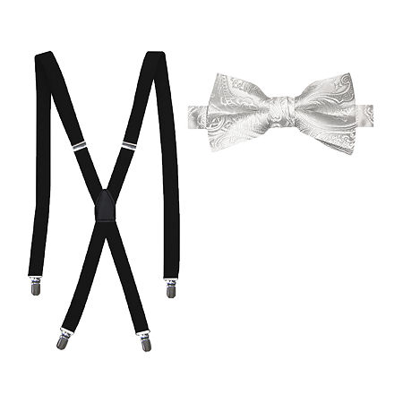 Click here for J. Ferrar Paisley Bow Tie Set  One Size  White prices