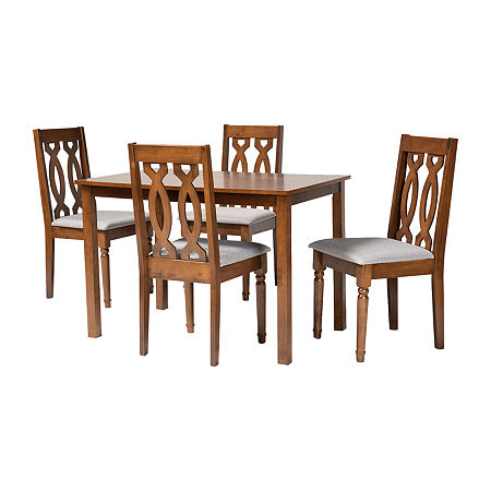 Baxton Studio Cherese Grey Fabric 5pc. Wood Dining Set