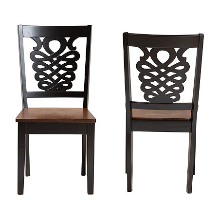 Baxton Studio Gervais Modern and Contemporary Transitional 2-Piece Two-Tone Dark and Finished Wood Dining Chair Set - Dark Brown  Walnut Brown
