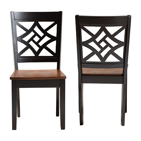 Baxton Studio Nicolette Modern and Contemporary 2-Piece Two-Tone and Finished Wood Dining Chair Set - Dark Brown  Walnut Brown