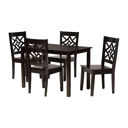 Baxton Studio Nicolette Dark Brown Finished Wood 5pc. Dining Set